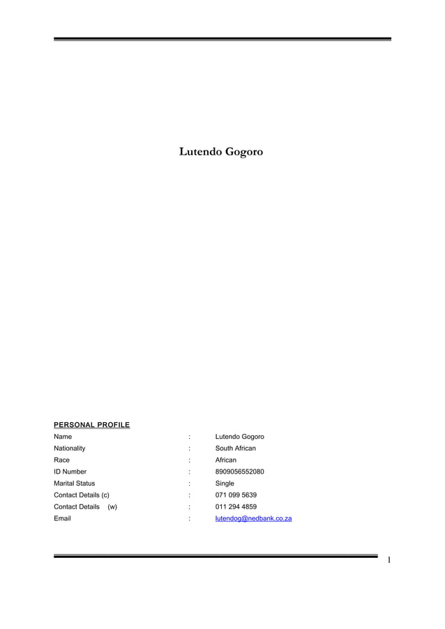 CV - Lutendo Gogoro | DOC