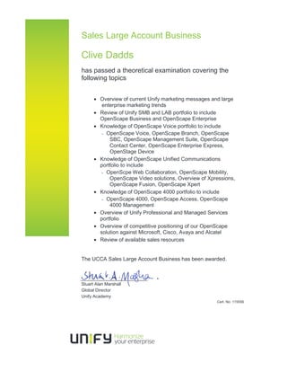 UNIFYCertification - Large Account Business - 12Nov14 | PDF
