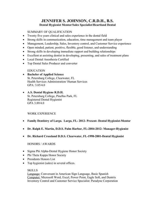 Jen's 2016 updated resume | DOC | Dental Health | Diseases and Conditions