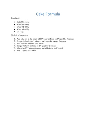 Introduction to Cakes Homework | PDF