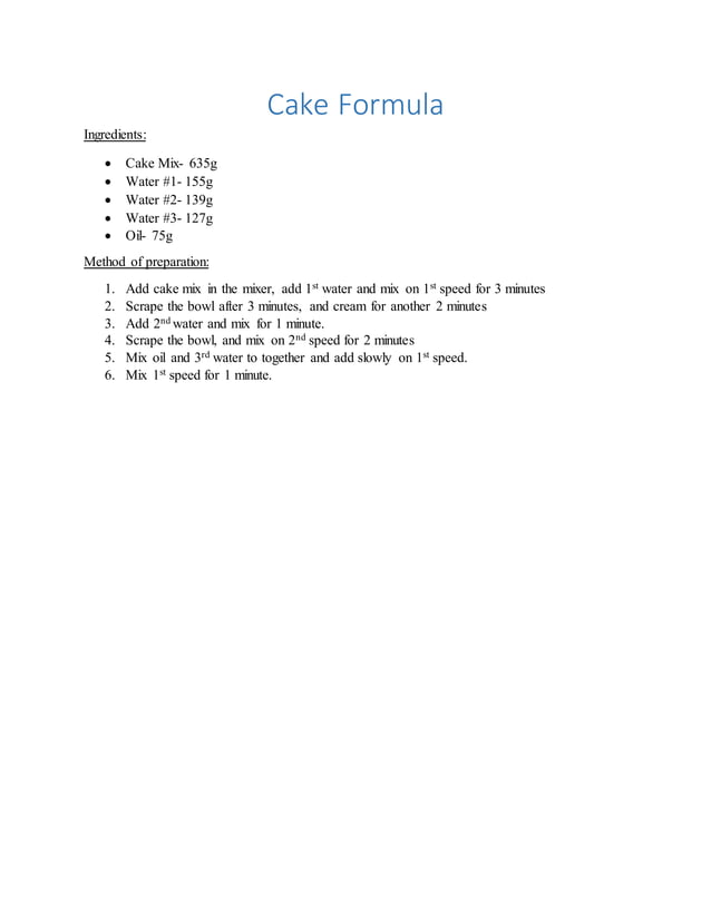 Introduction to Cakes Homework | PDF