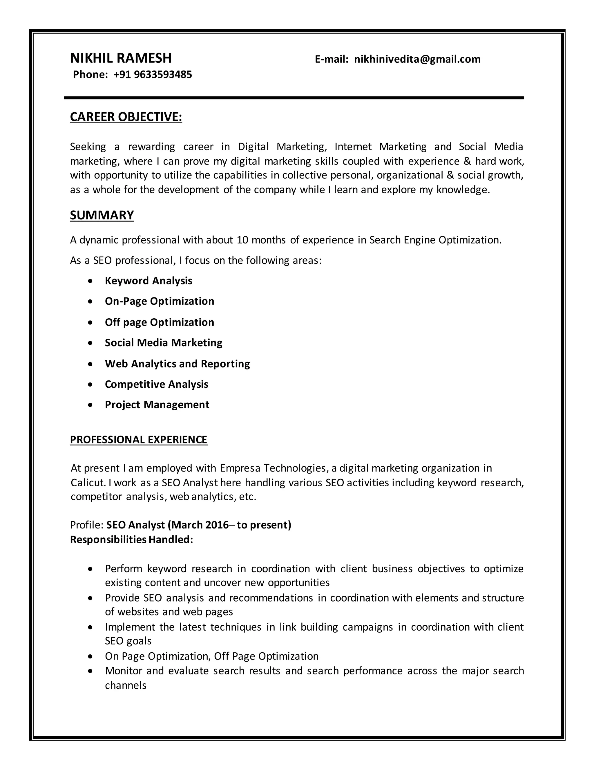 NIKHIL RESUME | PDF
