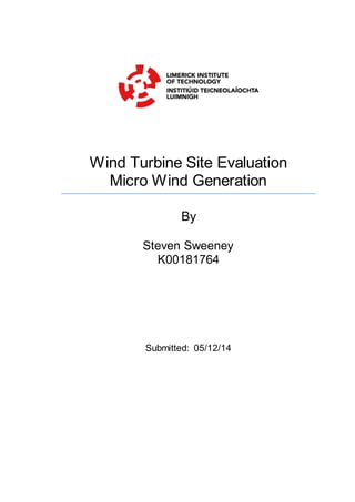 Wind site evaluation assign Steven Sweeney K00181764 | PDF