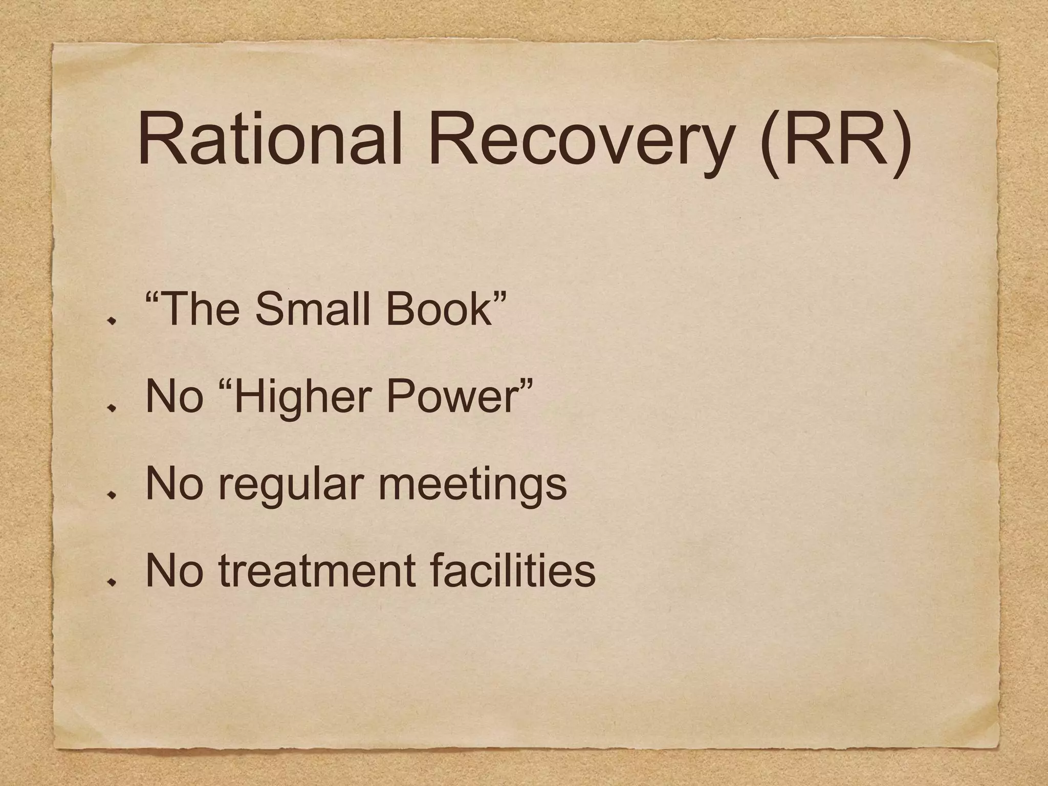 Rational Recovery by D.F. Barnwell, Presentation, PPT ver | PPTX