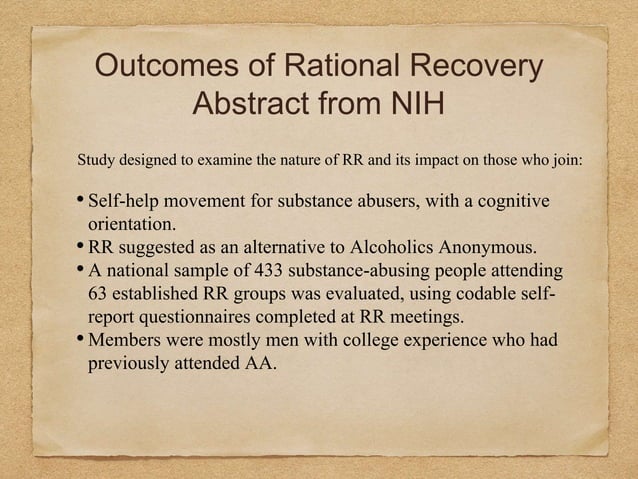 Rational Recovery by D.F. Barnwell, Presentation, PPT ver | PPT