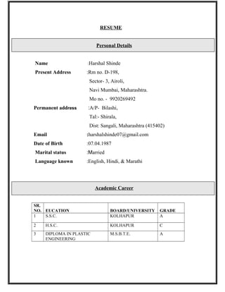 Harshal Resume | DOC