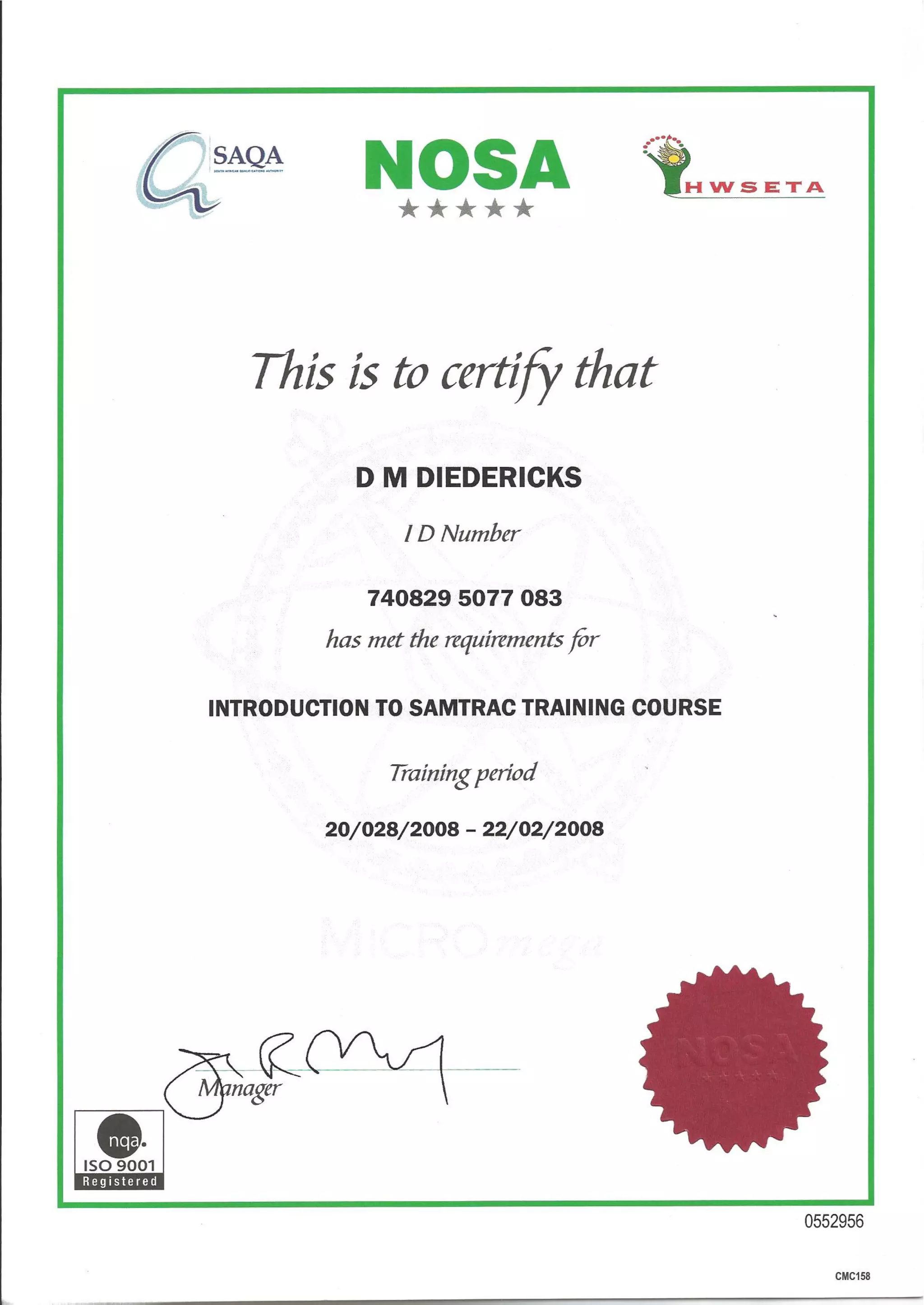 Introduction to Samtrac Training Course - NOSA | PDF