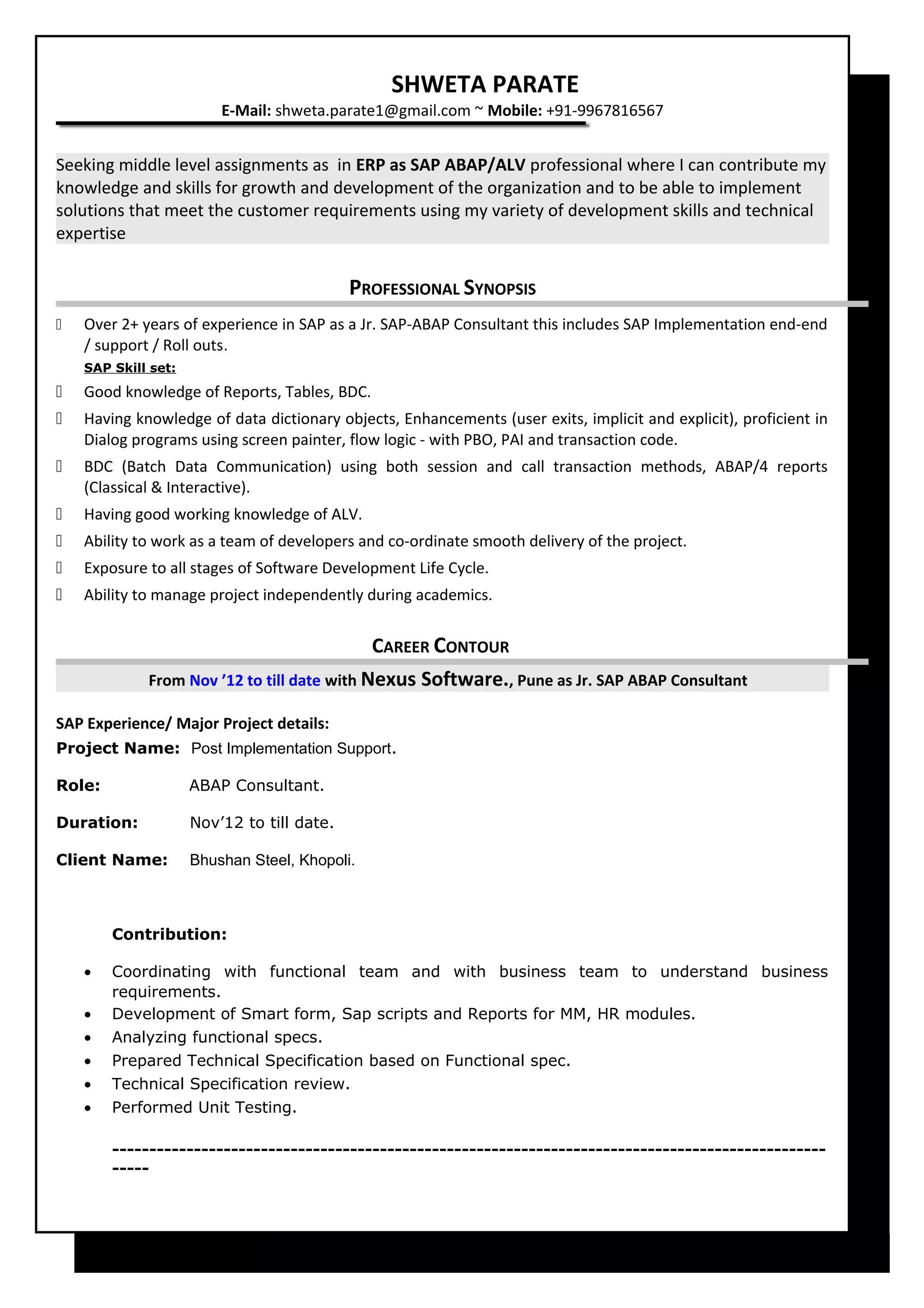 Resume_ Shweta Parate1 | PDF