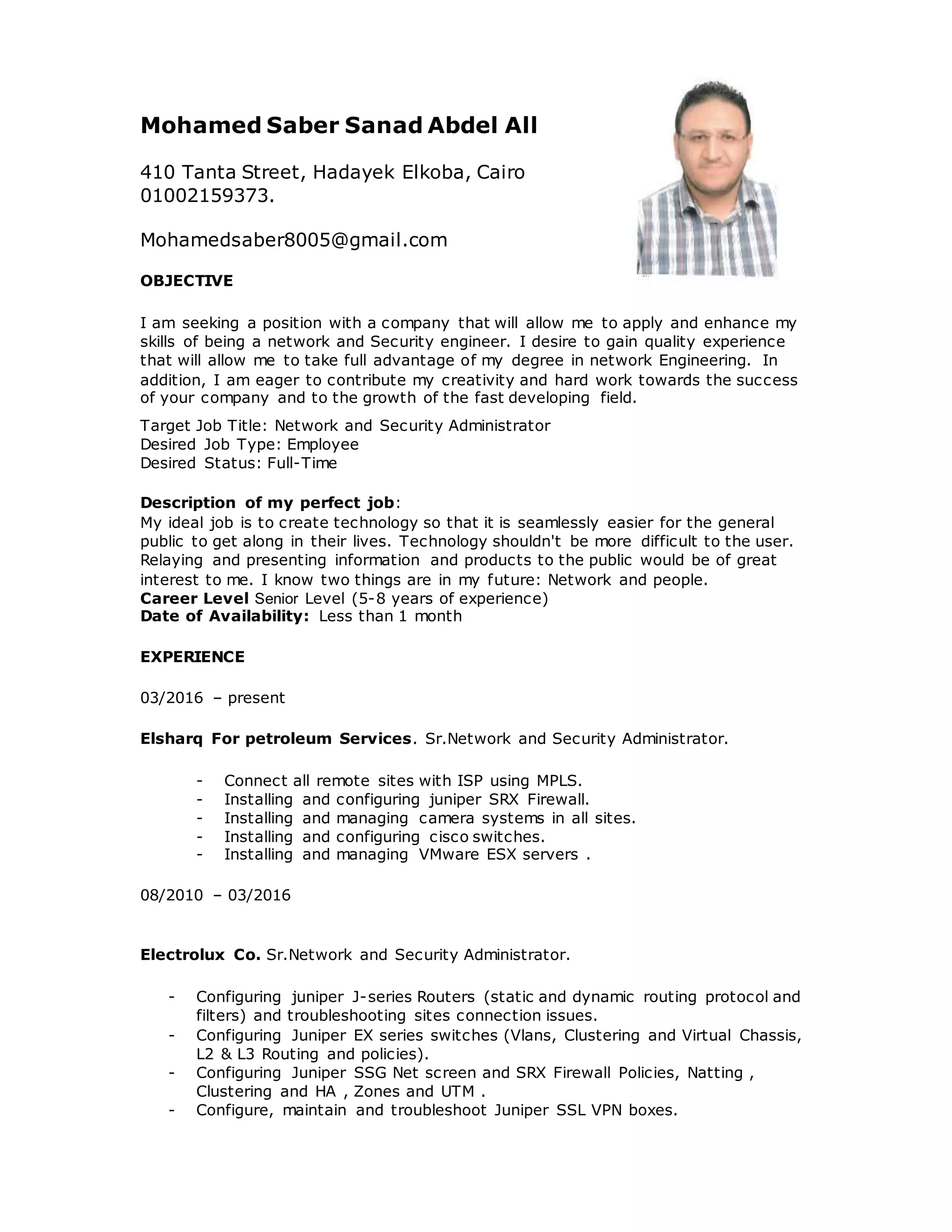 mohamed sanad cv | DOCX | Computer Networking | Computing
