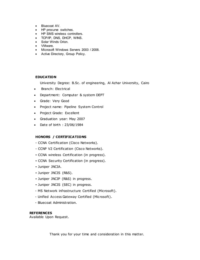 mohamed sanad cv | DOCX | Computer Networking | Computing