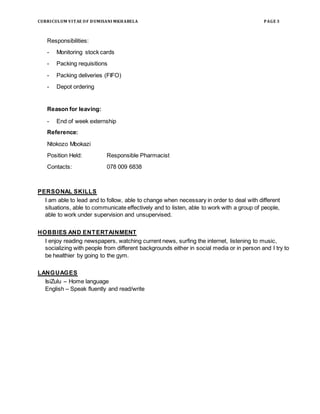 Dumisani Mkhabela Cv