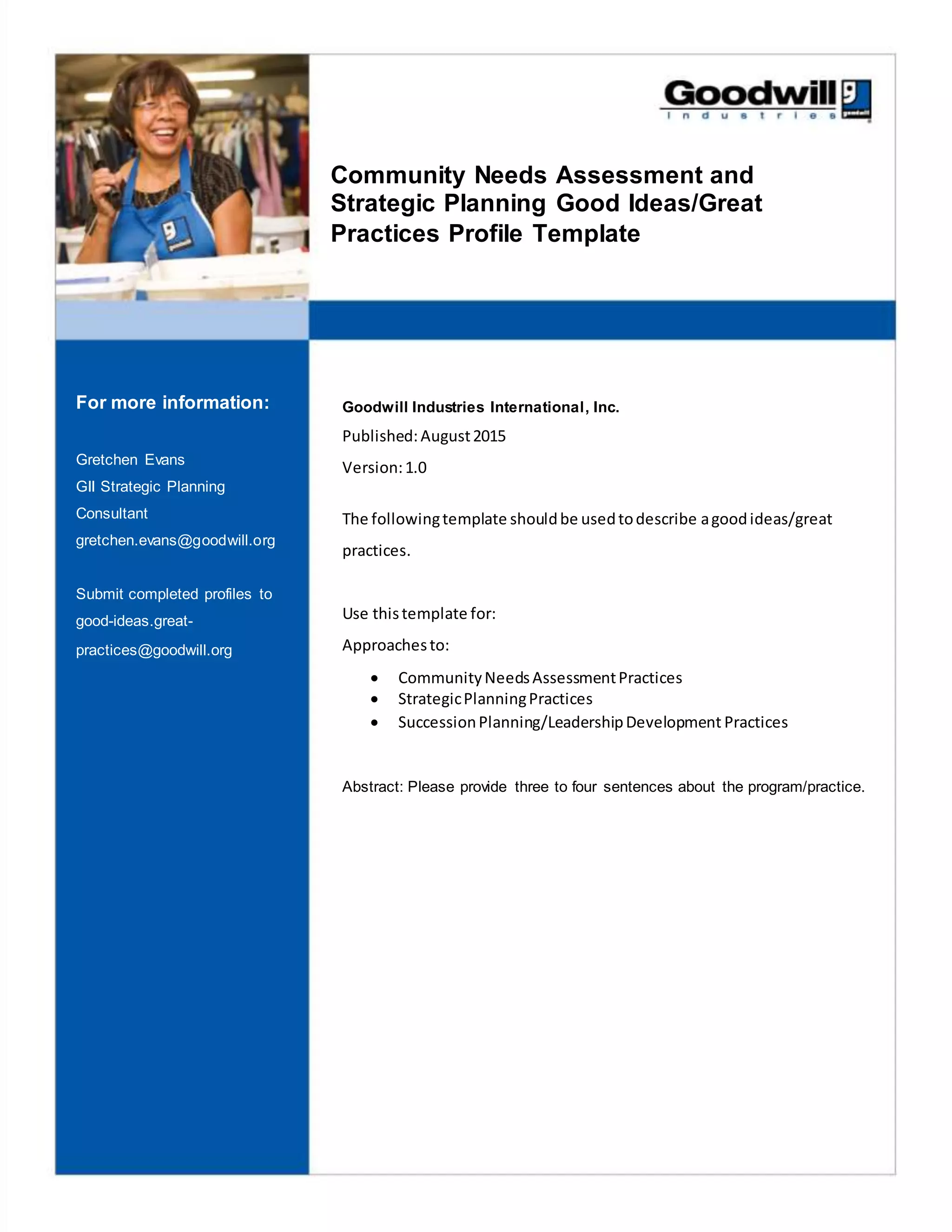 Template for Community Needs Assessment and Strategic Planning | PDF