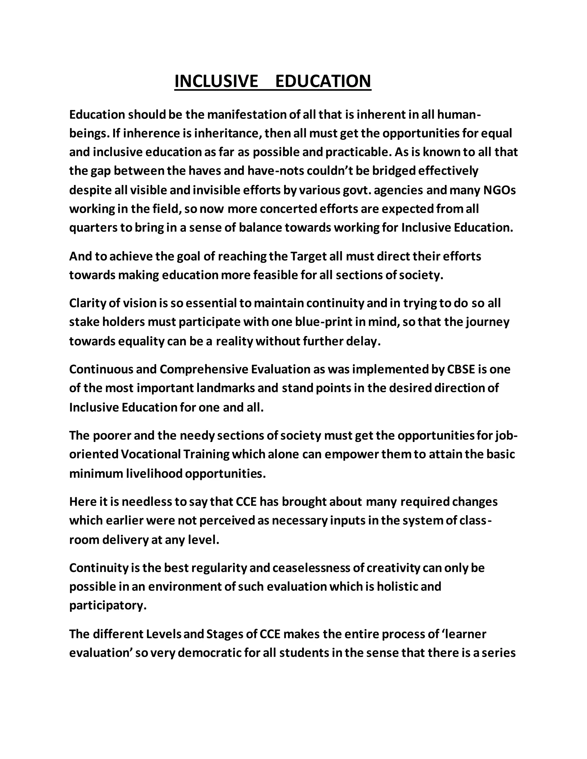 CBSE....Inclusive Education | PDF