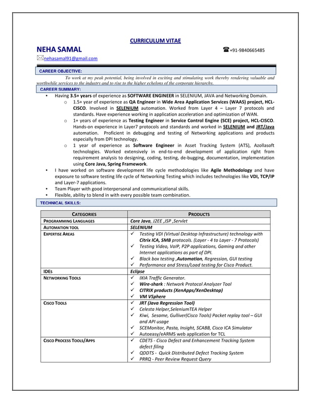 RESUME_NEHA _SELENIUM | PDF