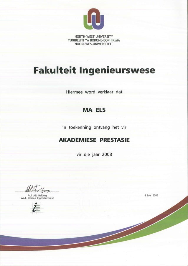 Akademiese prestasie 2008 MA Els | PDF