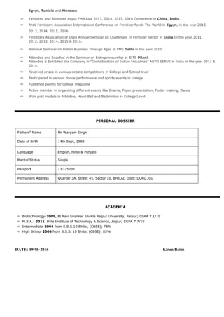 Resume Kiran Bains | PDF