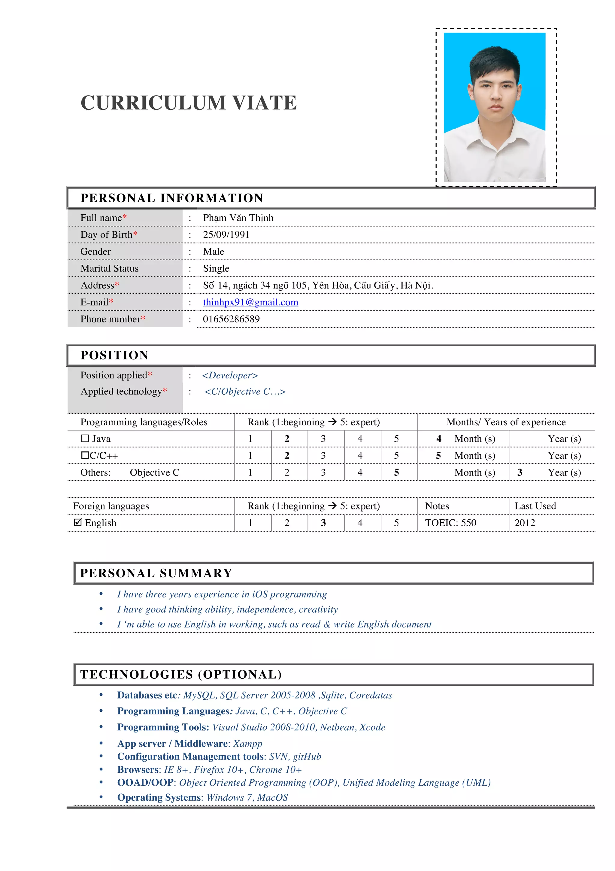 CV-PHAM VAN THINH | PDF