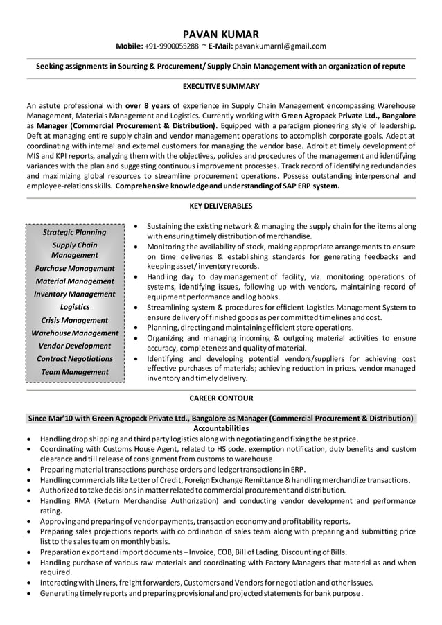 pavan kumar | DOCX | Logistics | Business