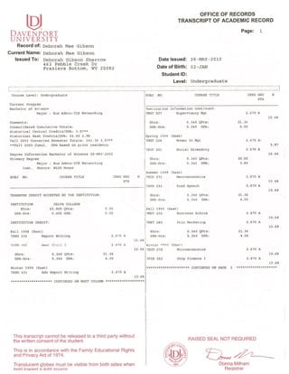 Davenport University Transcript | PDF