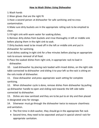 Steps to washing dishes with dishwasher | DOCX