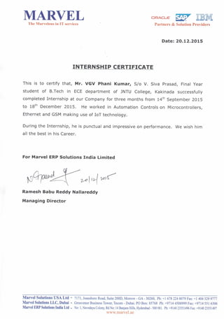 Internship Cert marvel | PDF