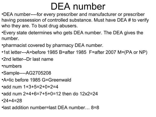 Dea# | PPT | Pharmaceutical Drugs | Medical Health