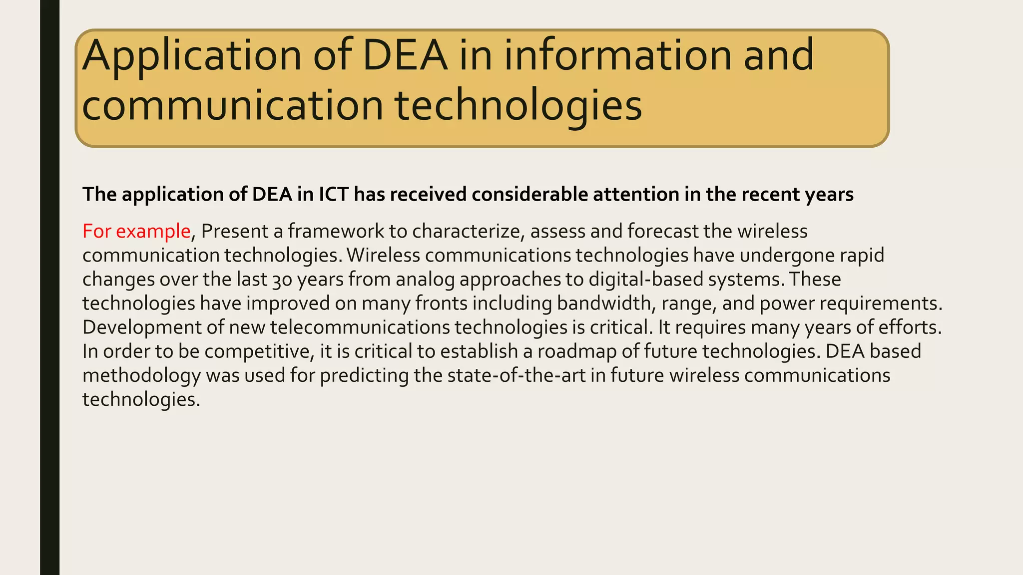 Application of DEA in IT & Communication | PPT