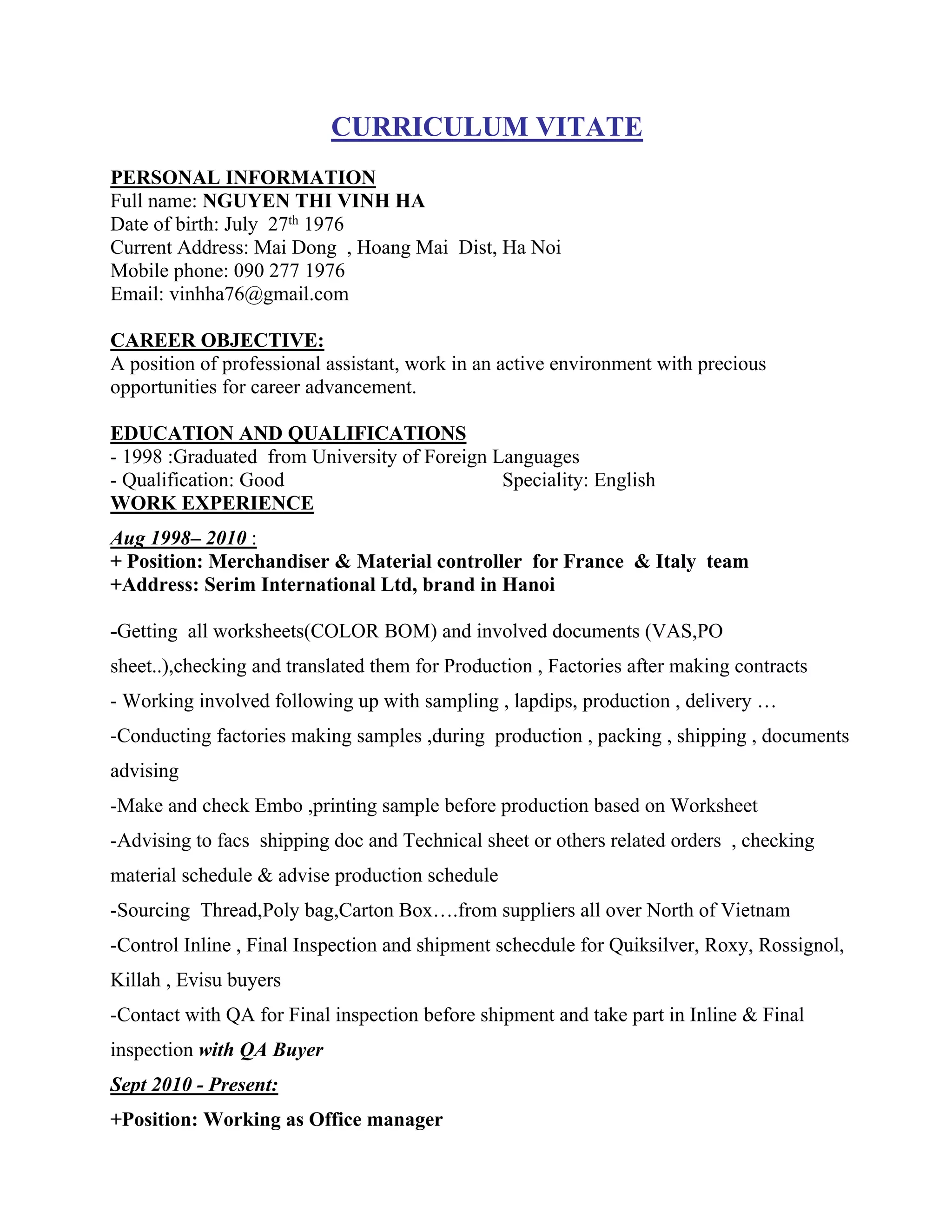 Helen ' S CV | PDF