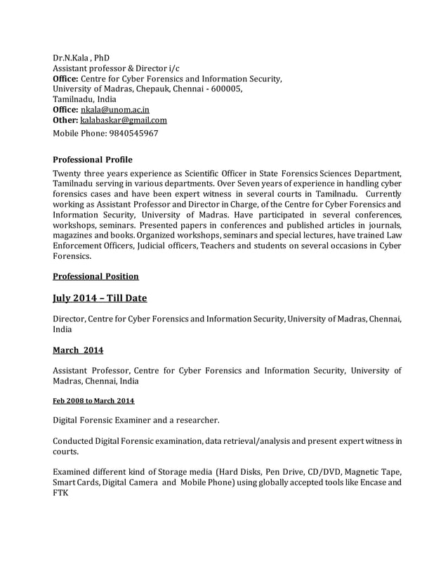 Short CV of Kala(1) (1) | PDF