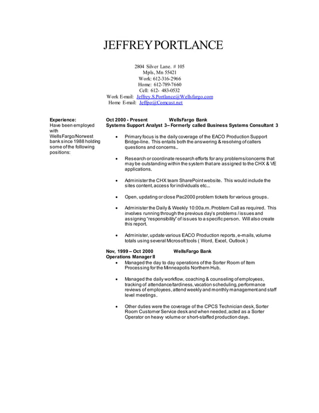 Jeff Resume 2016 | DOCX | Business Banking & Finance | Business