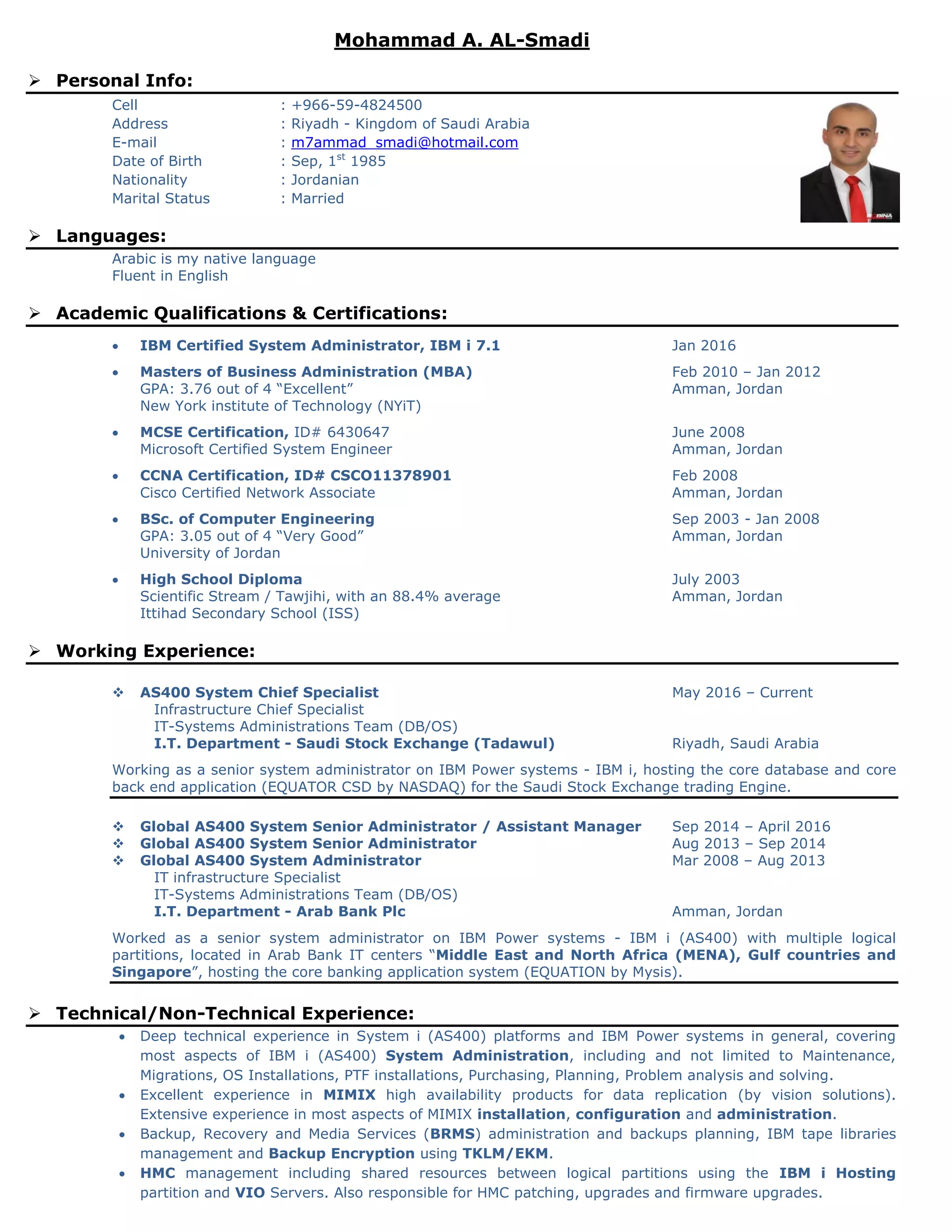 Mohd Smadi CV - 19.06.2016