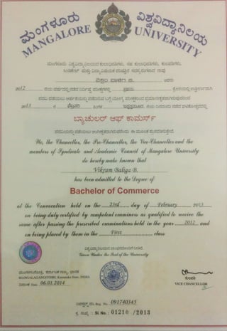 B.com Certificate | PDF
