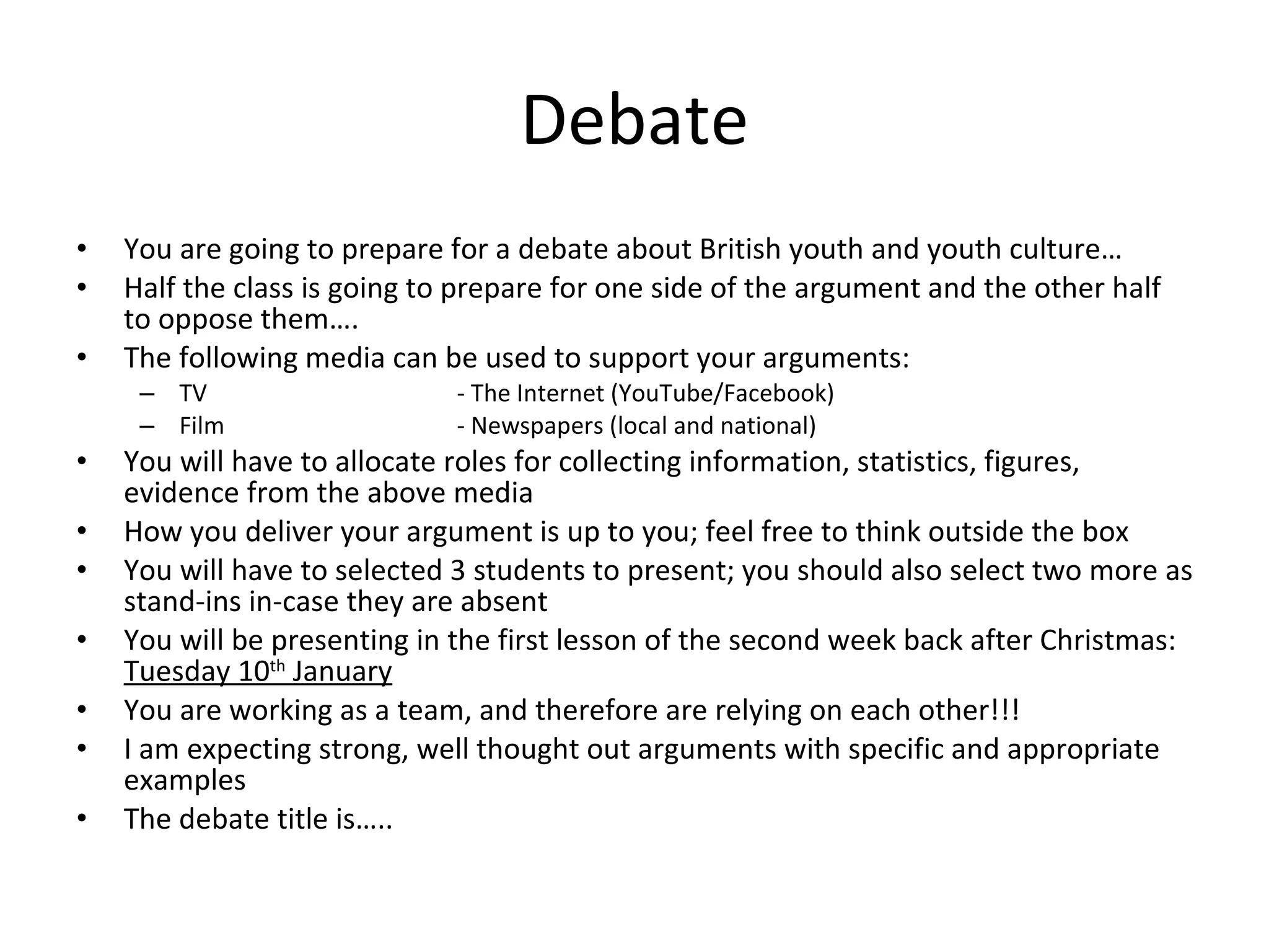 Deabte on positive vs negative reps in the media | PPT