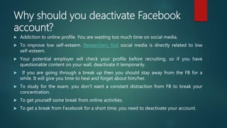 How to Deactivate facebook account? | PPT
