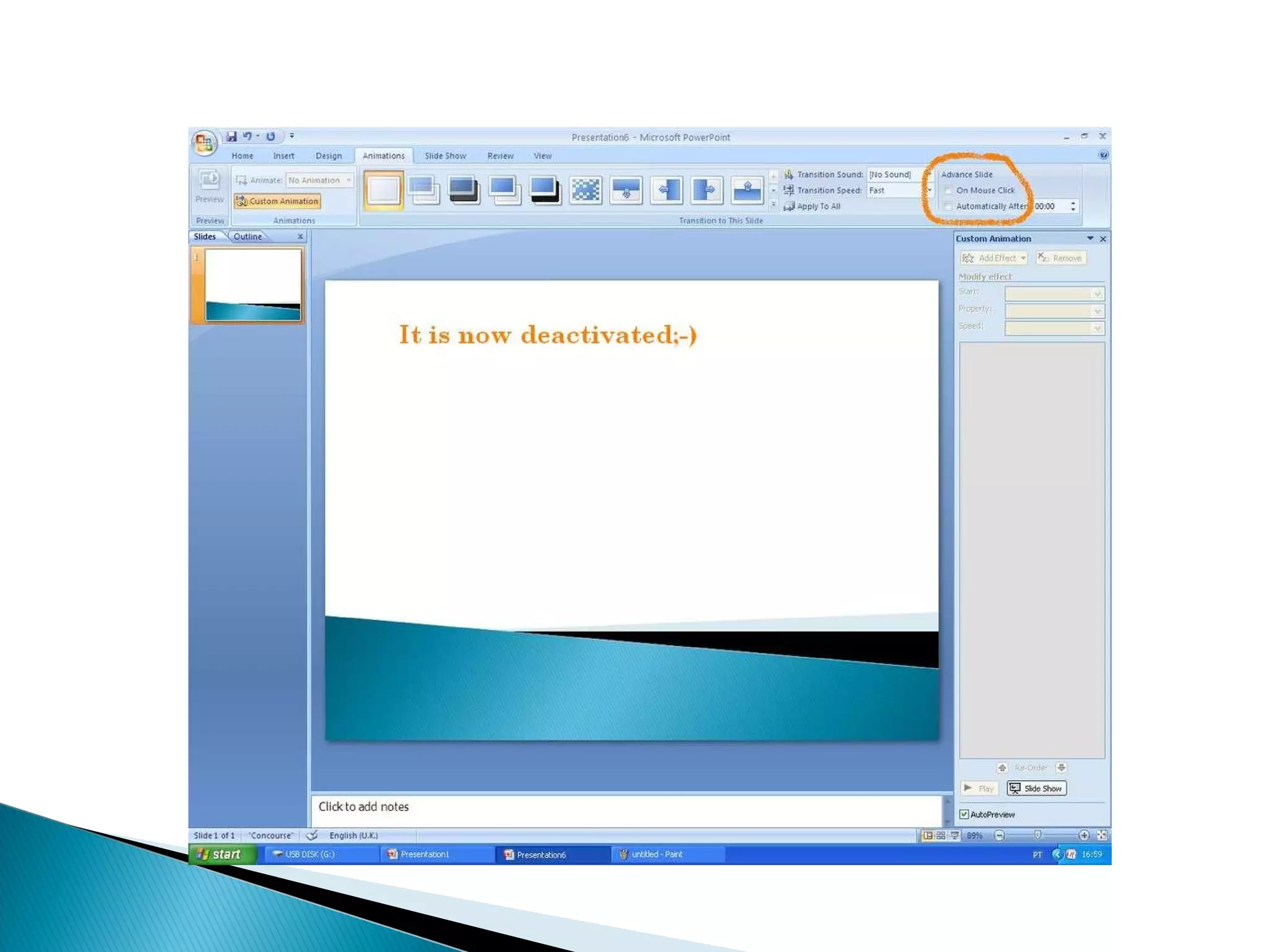 Deactivate On Mouse Click | PPT