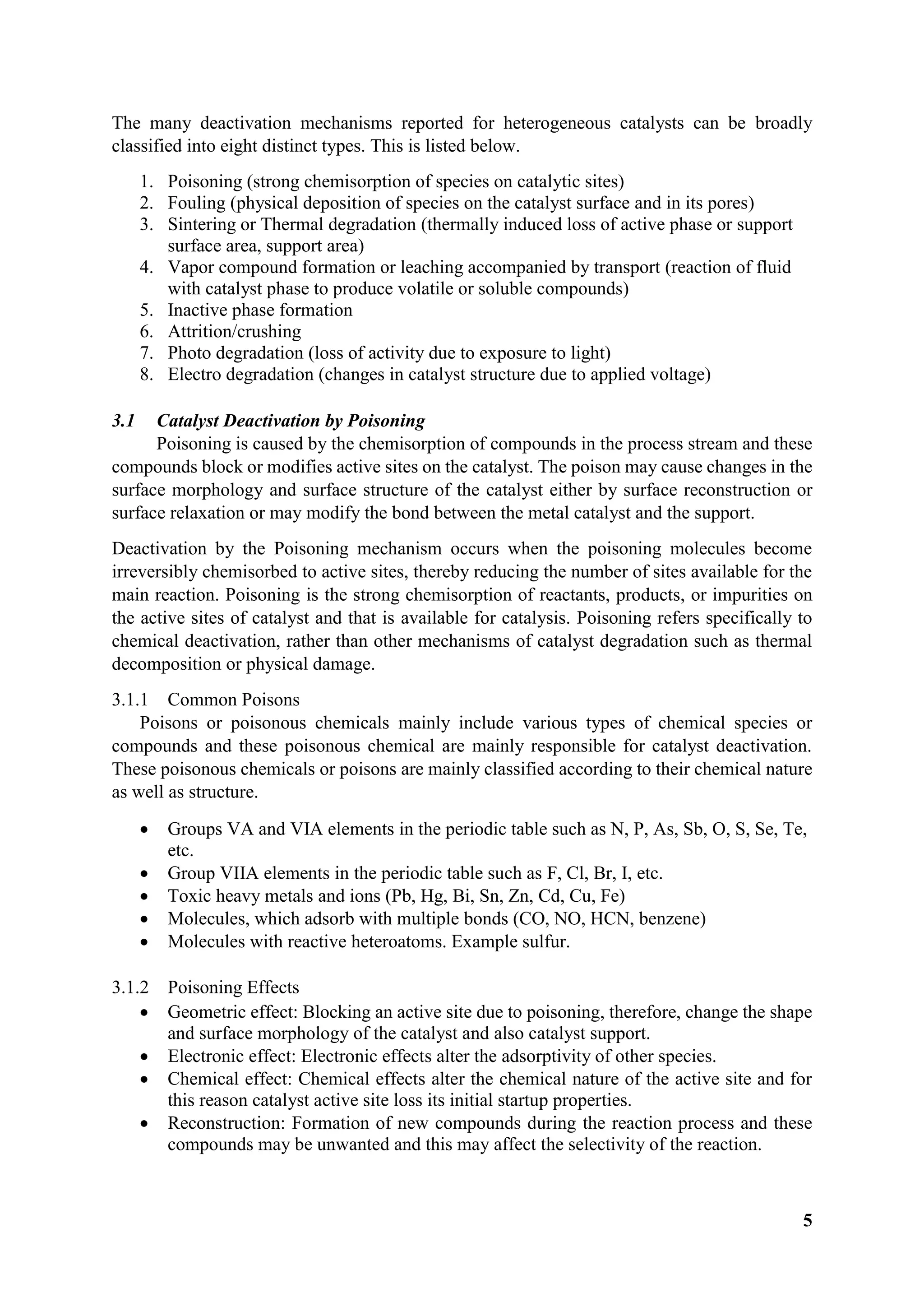 Deactivation and regeneration of catalysts and heterogeneous reaction ...