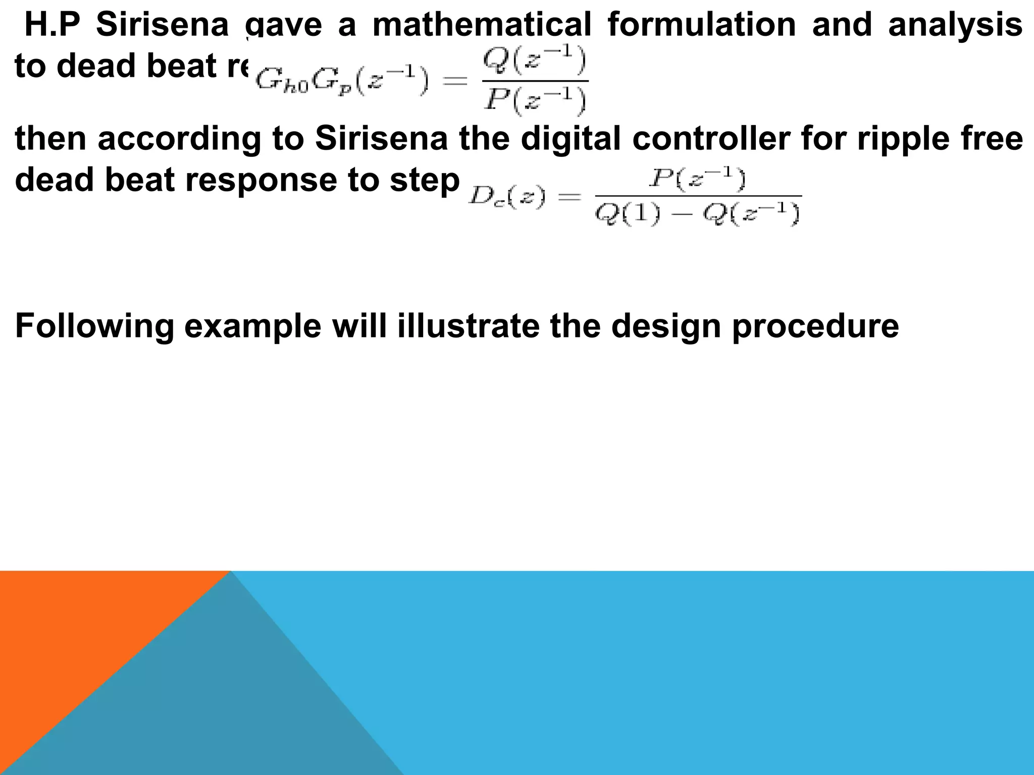 Deadbeat Response Design _8th lecture | PPTX