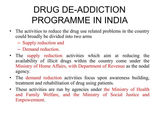 Deaddiction programme in india | PPTX | Illegal Drugs, Tobacco ...