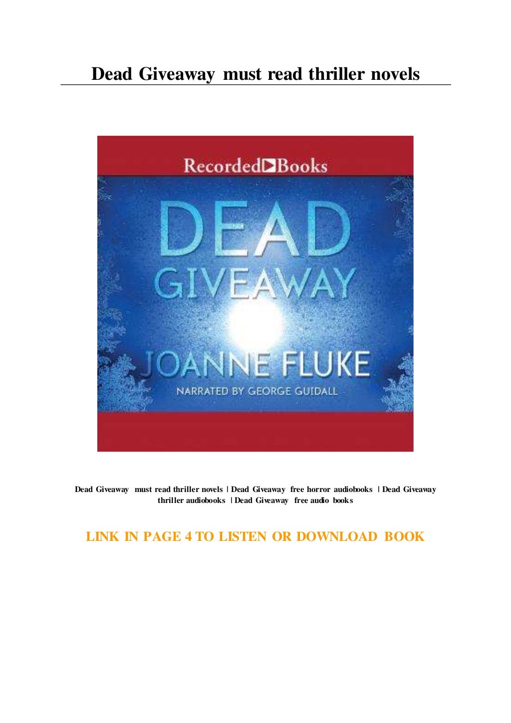 Dead Giveaway Must Read Thriller Novels dead-giveaway-must-read-thriller-novels