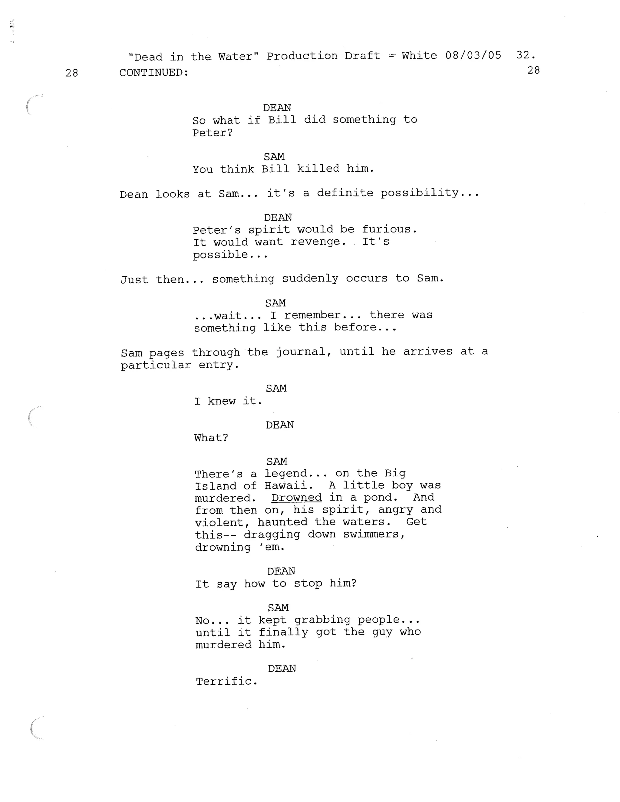Supernatural 1.03 Dead in the Water script | PDF
