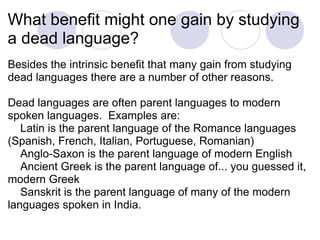 Dead languages | PPT