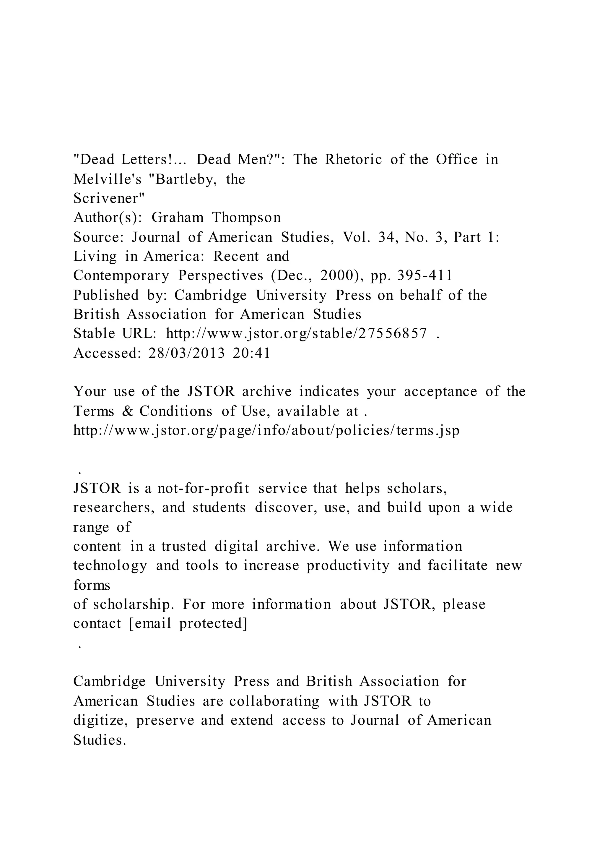 Dead letters!... dead men the rhetoric of the office in me | PDF