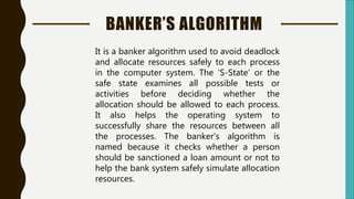 Deadlock and Banking Algorithm | PPTX