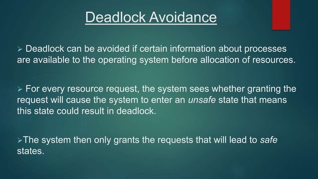 Deadlock Avoidance in Operating System | PPTX
