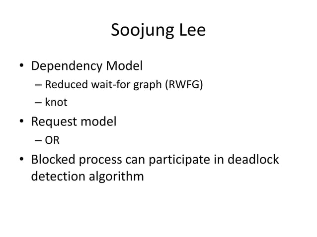 Deadlock detection in distributed systems | PPT