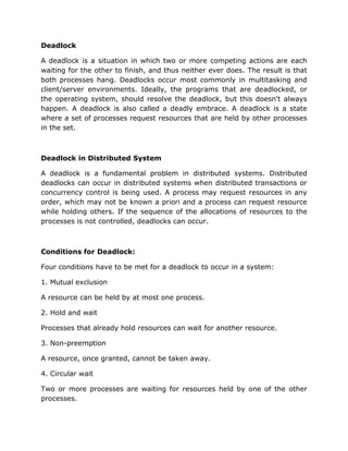 Deadlock in distribute system by saeed siddik | PDF
