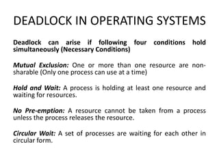 Deadlock in operating systems | PPT
