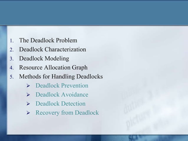 Deadlocks in operating system | PPTX | Operating Systems | Computer Software and Applications