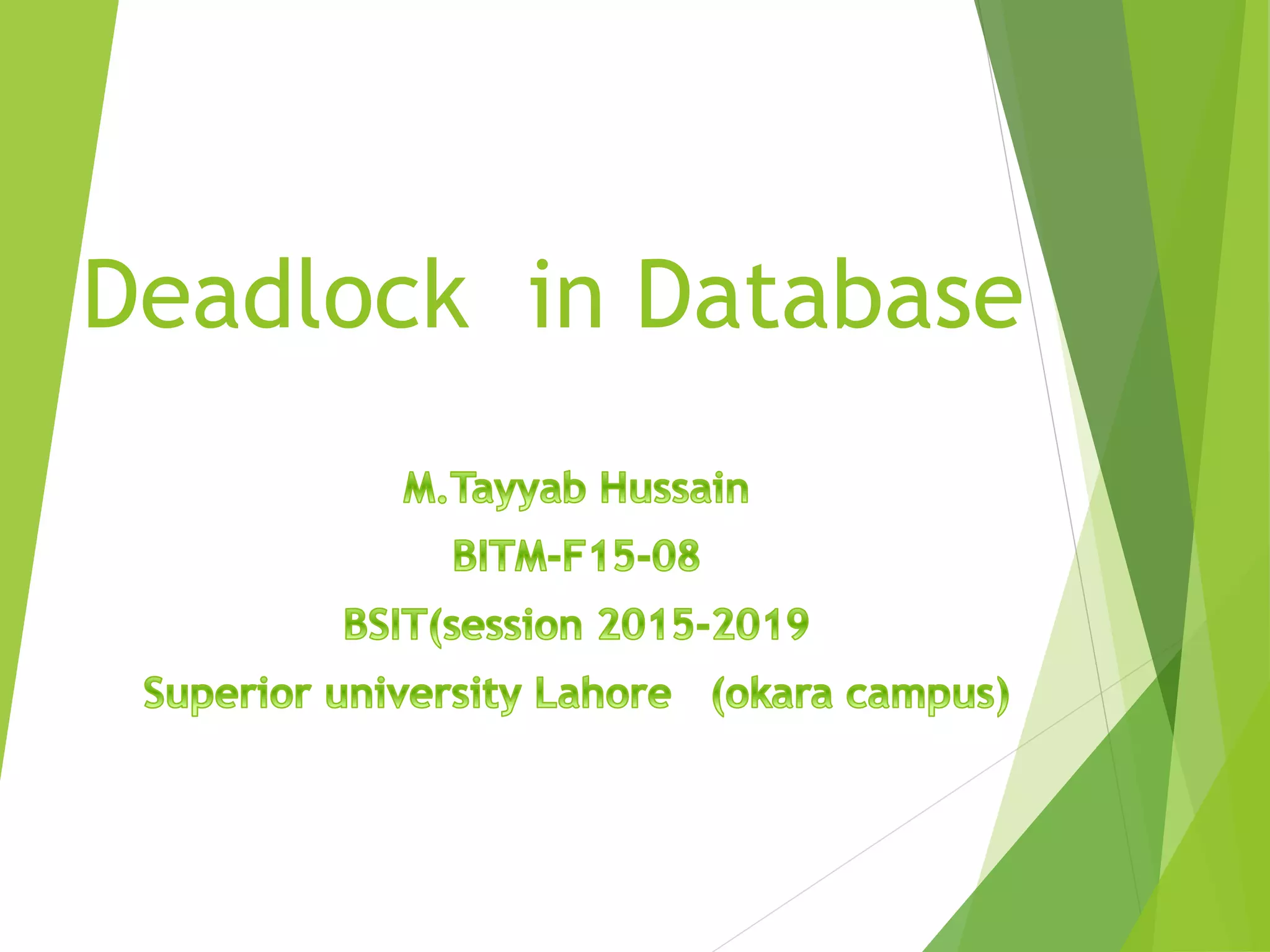 Deadlock in database | PPT