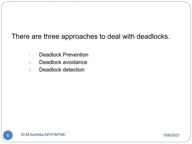 Overview of Deadlock unit 3 part 1 | PPT